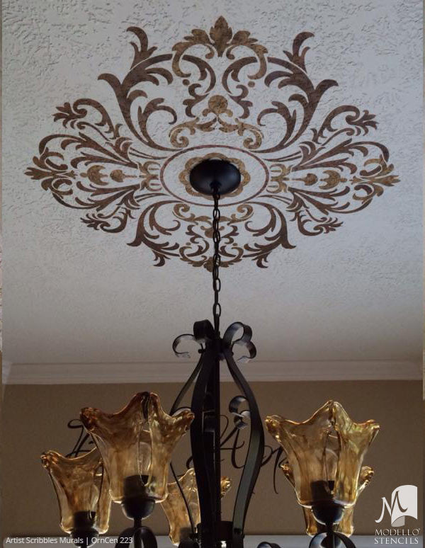 Ceiling Medallion Stencil Design | Shelly Lighting