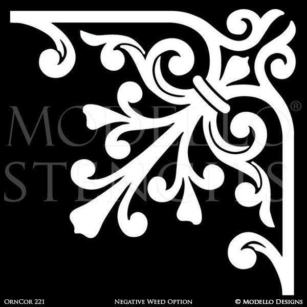 Custom Corner Stencils - Ceiling Corner Patterns - Wall Corners Design ...