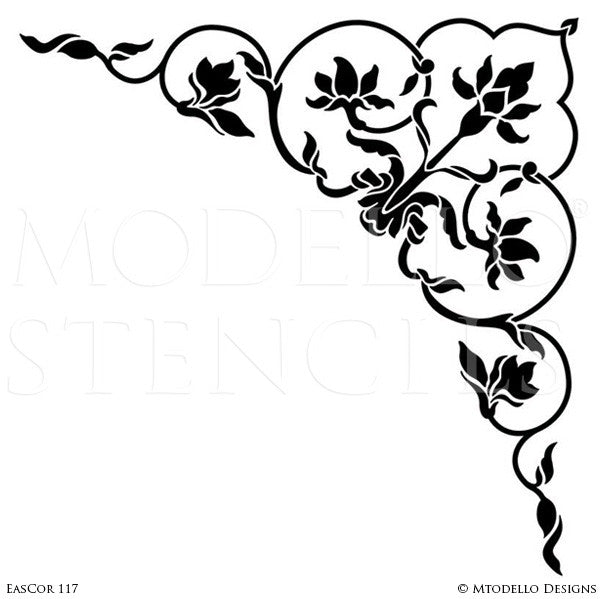 Custom Corner Stencils - Ceiling Corner Patterns - Wall Corners Design ...