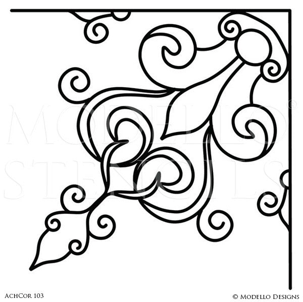 Custom Corner Stencils - Ceiling Corner Patterns - Wall Corner Design ...