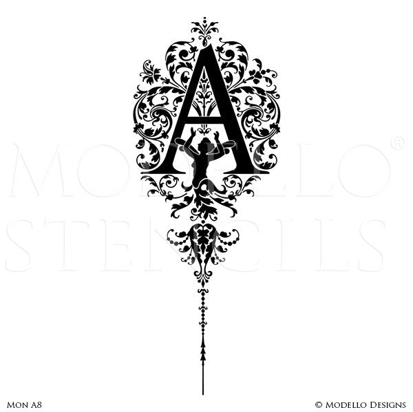 Monogram Wall Art - Custom Lettering Stencils from Modello Designs ...
