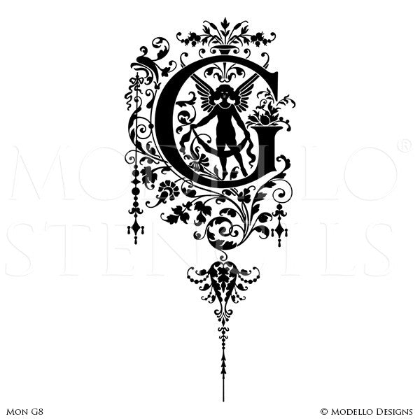 Monogram Wall Art - Custom Lettering Stencils from Modello Designs ...