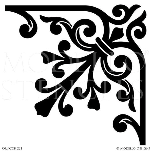 Custom Corner Stencils - Ceiling Corner Patterns - Wall Corners Design ...