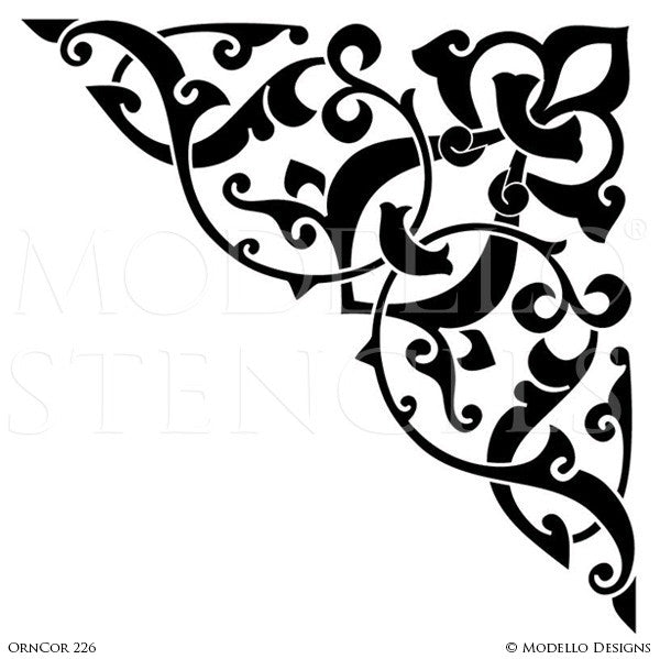 Custom Corner Stencils - Ceiling Corner Patterns - Wall Corners Design ...