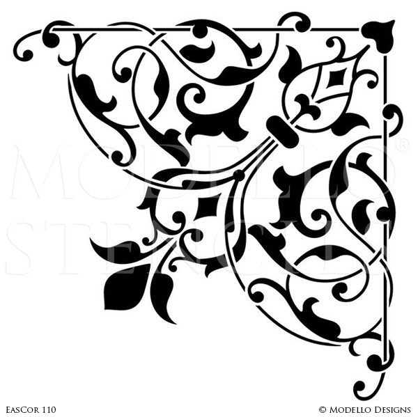 Custom Corner Stencils - Ceiling Corner Patterns - Wall Corners Design ...