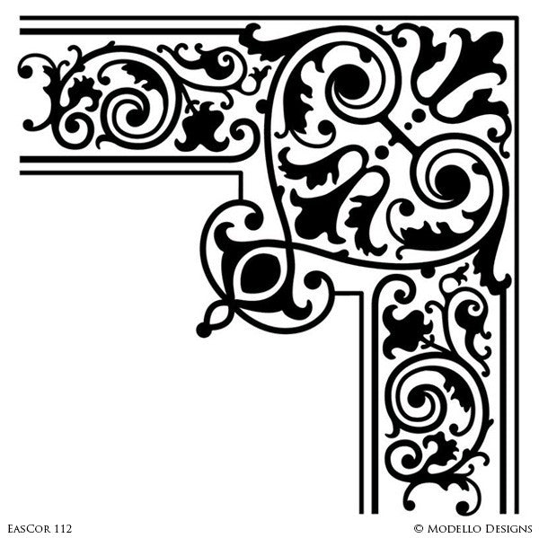 Custom Corner Stencils - Ceiling Corner Patterns - Wall Corners Design ...