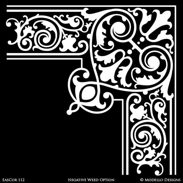 Custom Corner Stencils - Ceiling Corner Patterns - Wall Corners Design ...