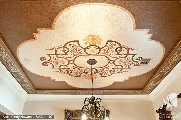 Ceiling Medallion Stencils - Custom Ceiling Design - Paint Stencils ...